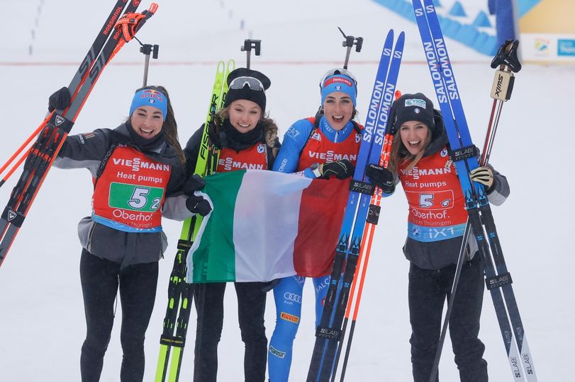 Biathlon, splendido oro per la staffetta con Samuela Comola